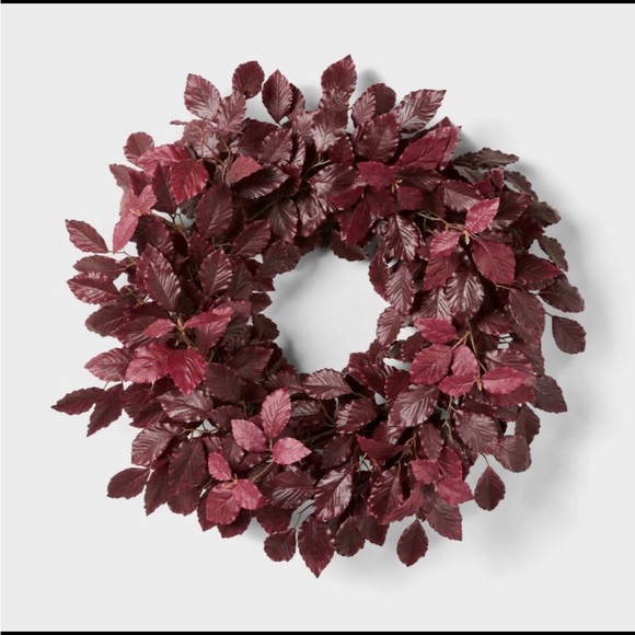 Threshold | Holiday | 26 Artificial Burgundy Leaf Wreath Threshold ...